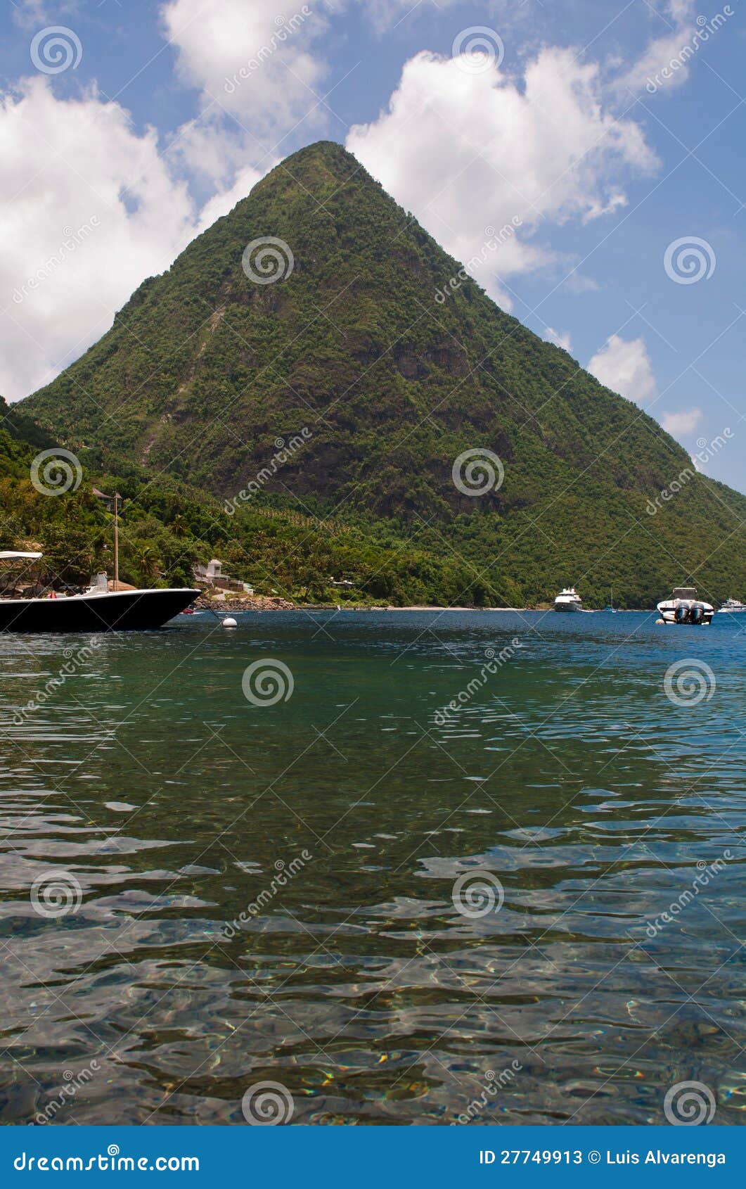The Pitons in Saint Lucia stock image. Image of peaceful - 27749913