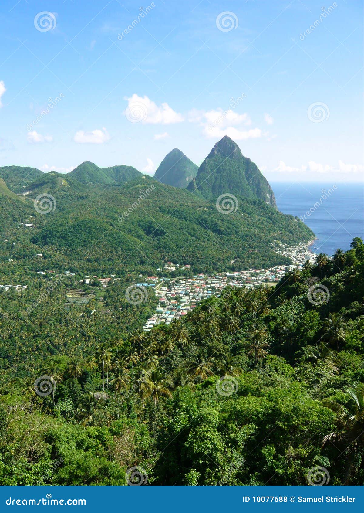 Pitons of St Lucia stock photo. Image of hill, blue, lucia - 10077688