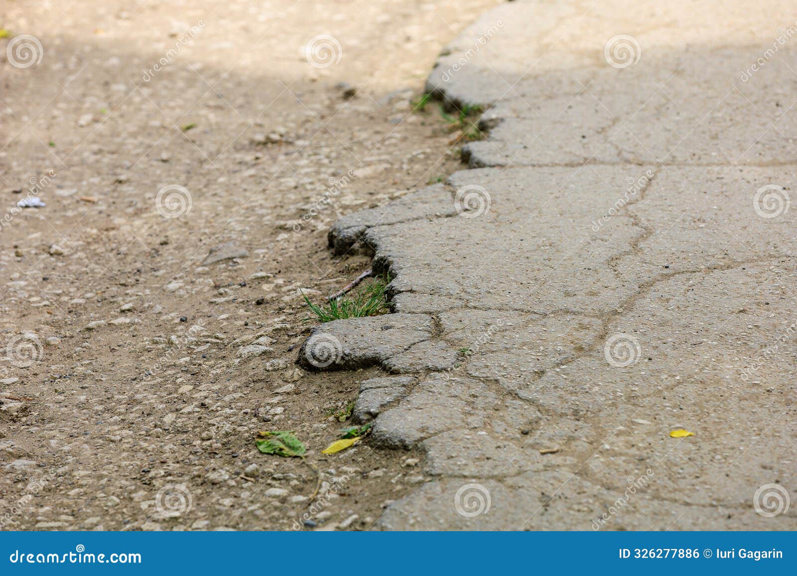 Pits on the Road and Destroyed Asphalt. Background with Copy Space ...