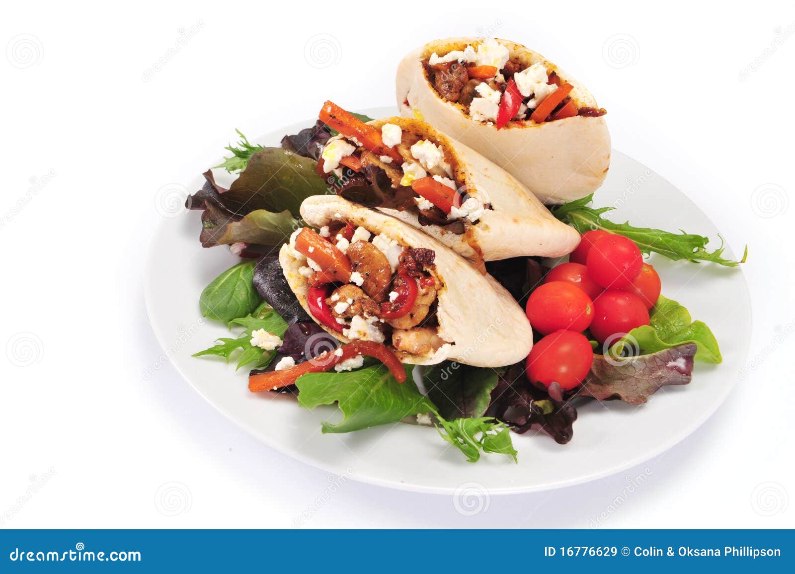 Pitta Bread Filled with a Chicken and Vegetables Stock Image - Image of ...