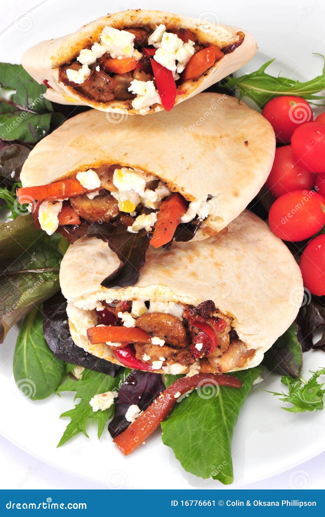 Pitta Bread Filled with a Chicken and Vegetables Stock Image - Image of ...