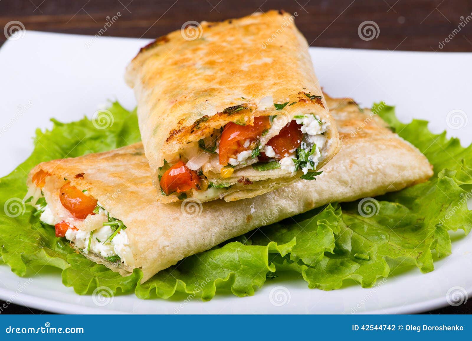 Pitta Wrapped with Cottage Cheese and Vegetables Stock Photo - Image of ...