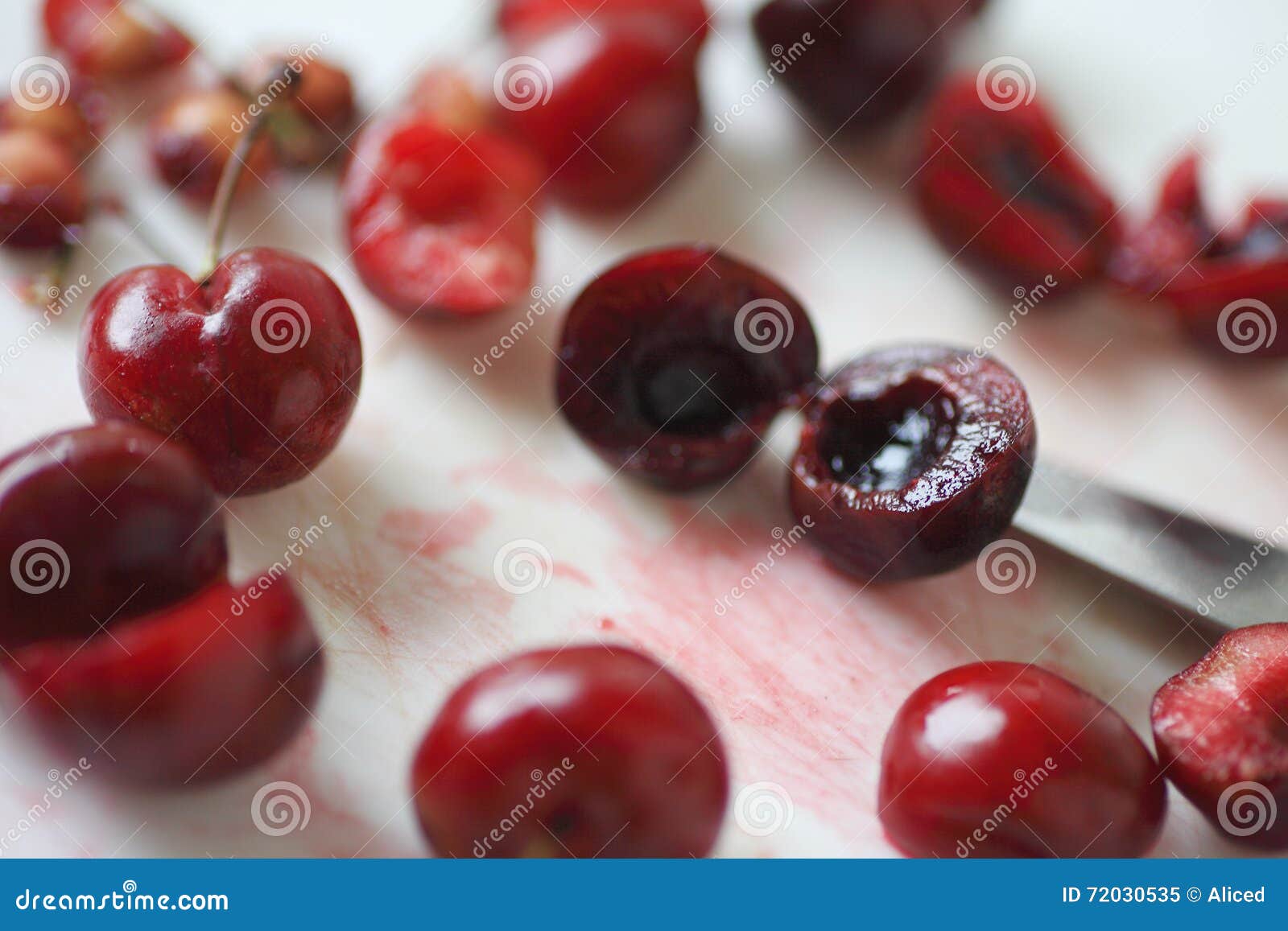Pitted and Whole Red CherriesÂ Stock Image - Image of spring, pitting ...