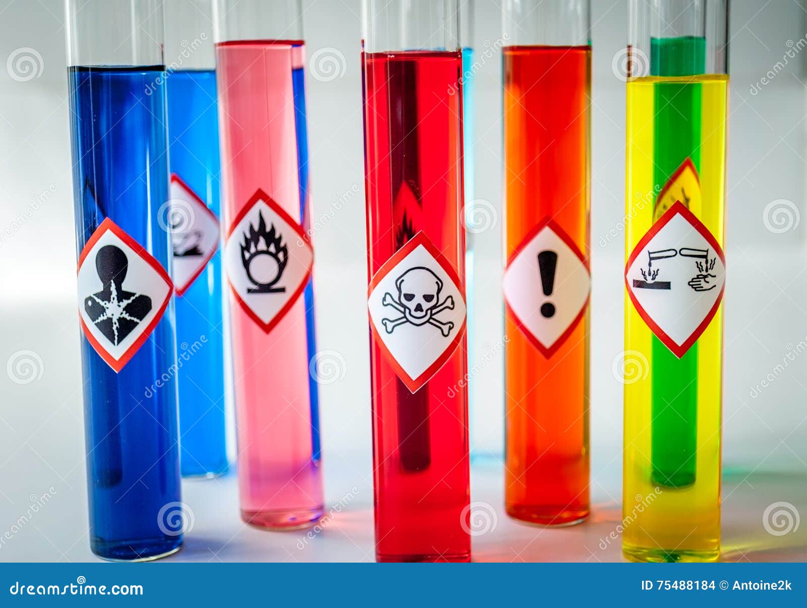 Pittogrammi Chimici Di Rischio Multicolori Fotografia Stock - Immagine ...