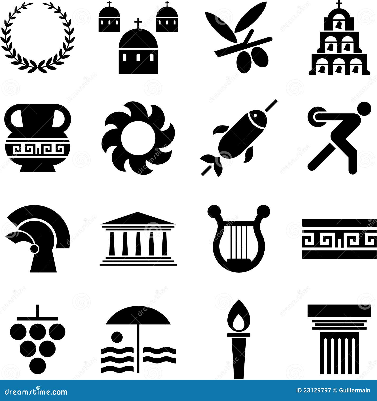 Pittogrammi della Grecia illustrazione vettoriale. Illustrazione di ...