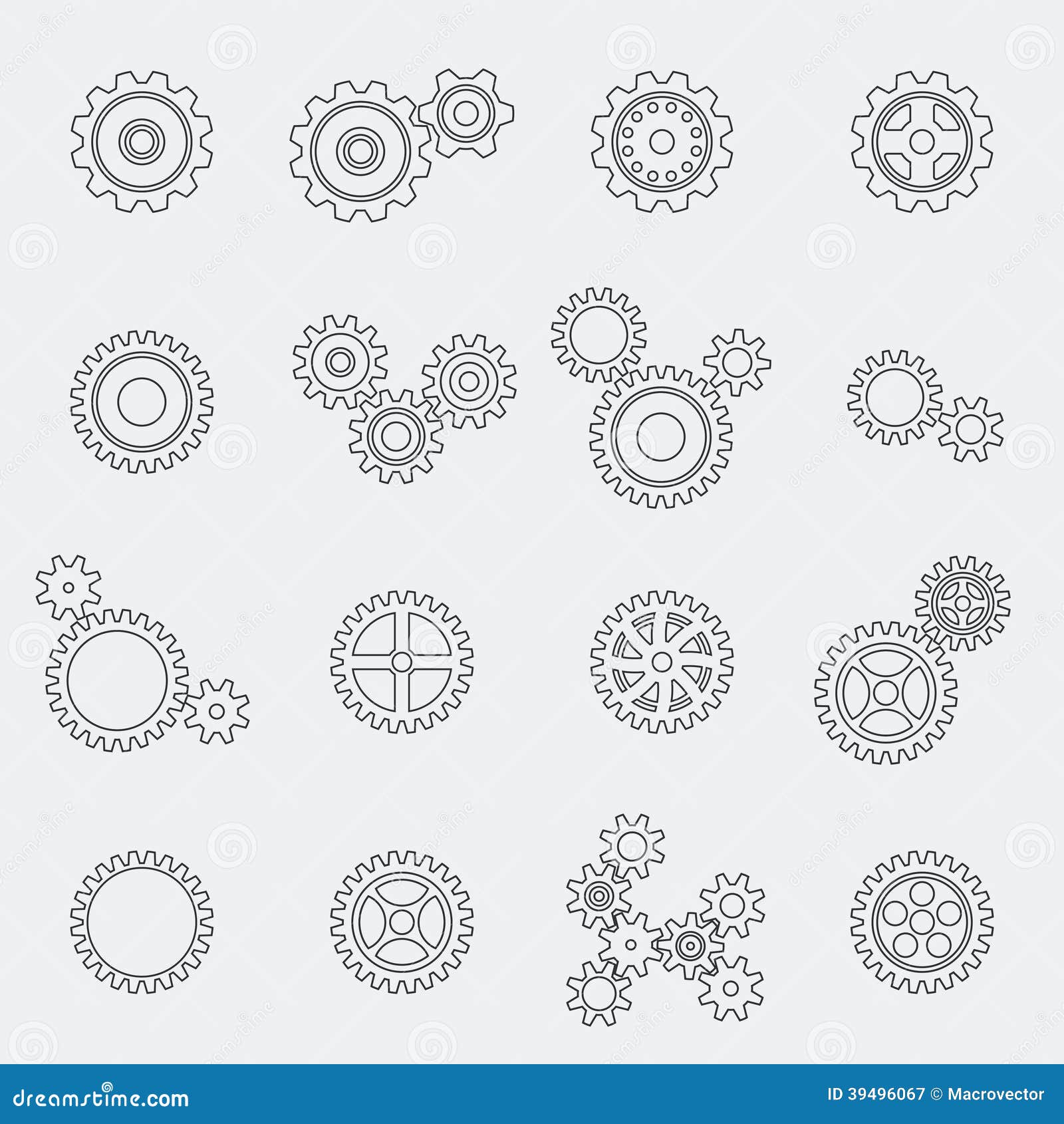 Pittogrammi Delle Ruote E Degli Ingranaggi Dei Denti Illustrazione ...