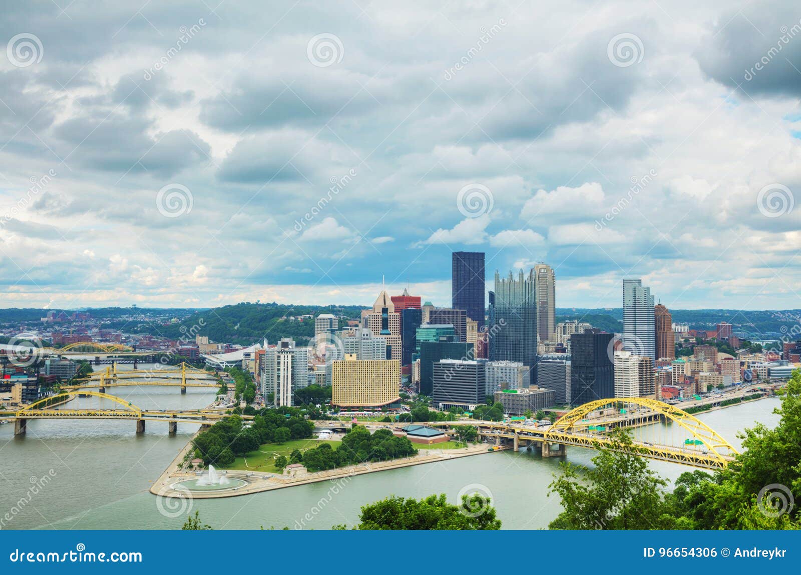 Pittsburgh Cityscape with the Ohio River Stock Photo - Image of skyline ...
