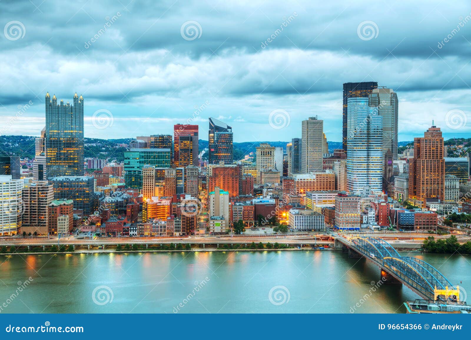 Pittsburgh Cityscape with the Ohio River Stock Photo - Image of water ...