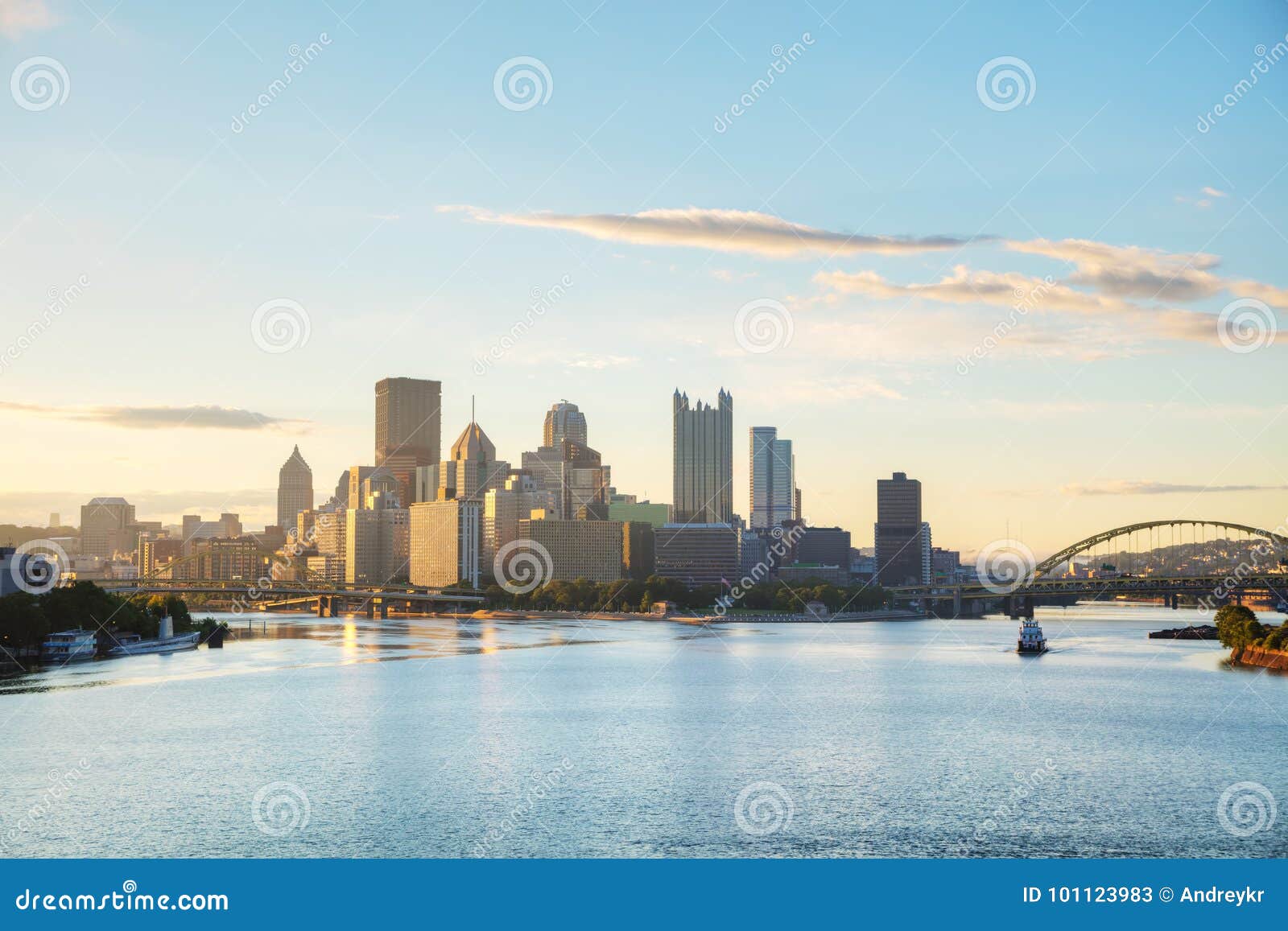 Pittsburgh Cityscape with the Ohio River Stock Image - Image of ...