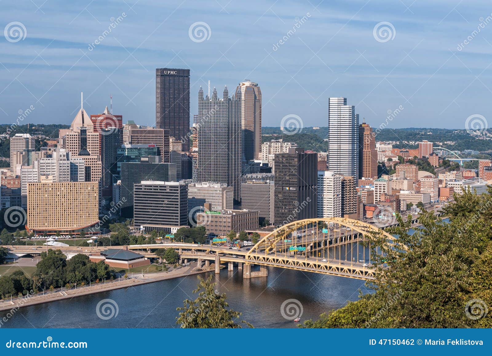 Pittsburgh Downtown editorial photography. Image of bridge - 47150462