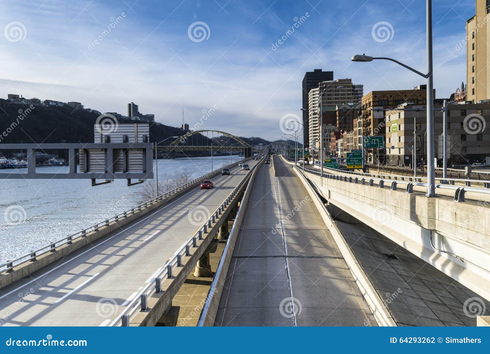 Pittsburgh Highway editorial photography. Image of skyscrapers - 64293262
