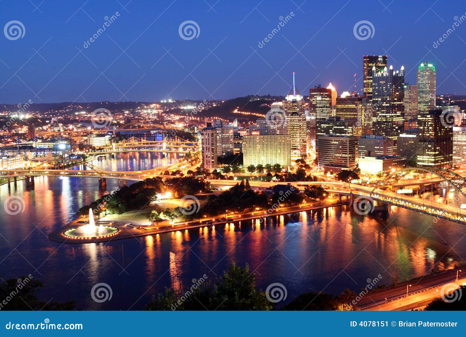 Pittsburgh by night stock image. Image of metropolitan - 4078151