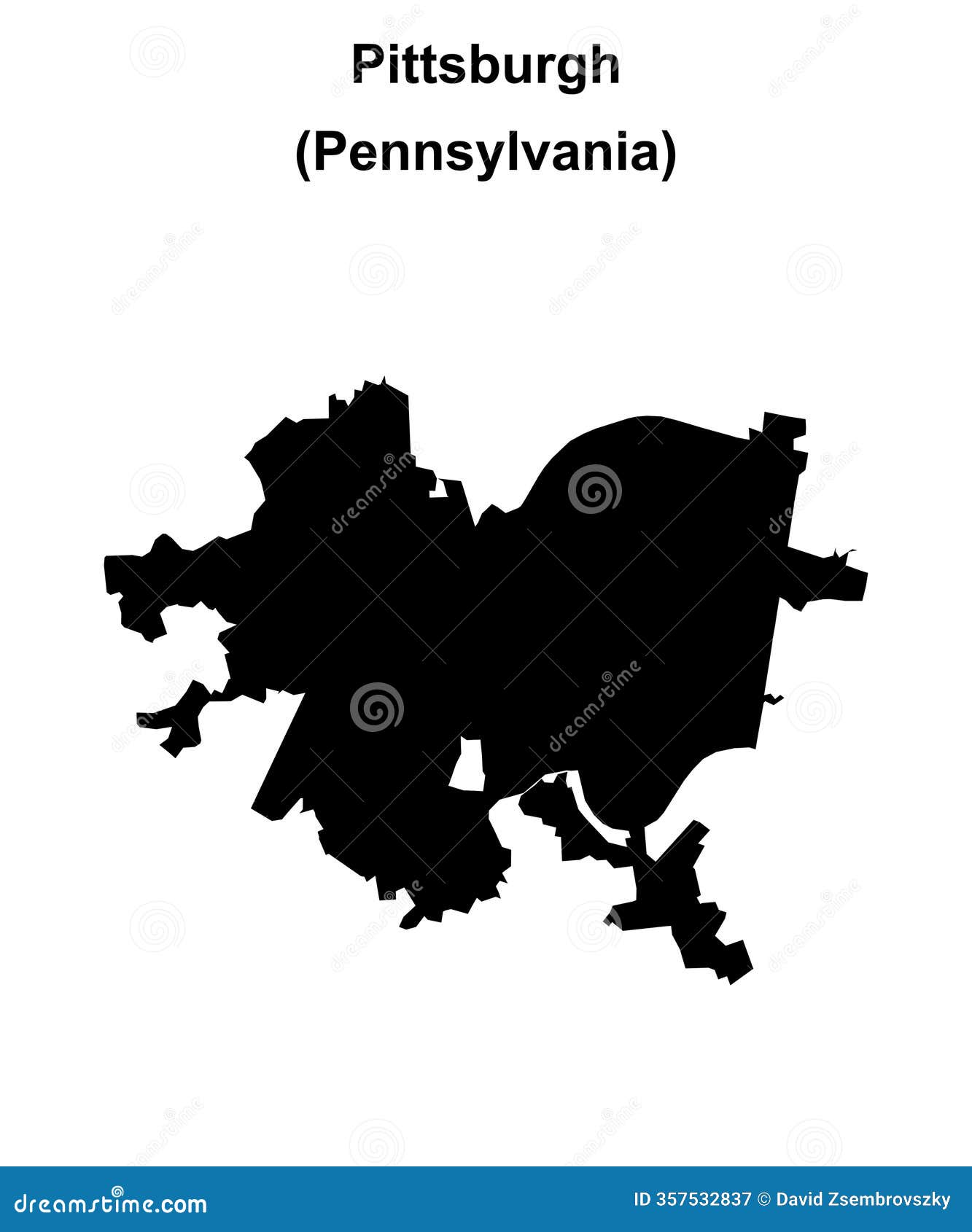 Pittsburgh outline map stock illustration. Illustration of detailed ...