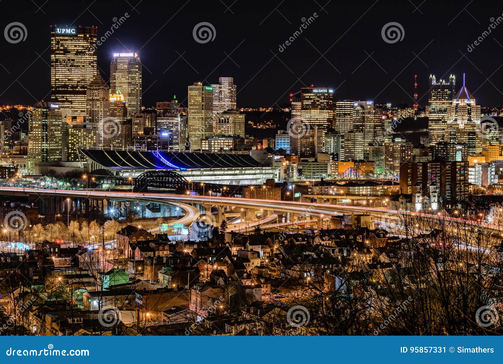 Pittsburgh Skyline at Night Editorial Photo - Image of spring, city ...