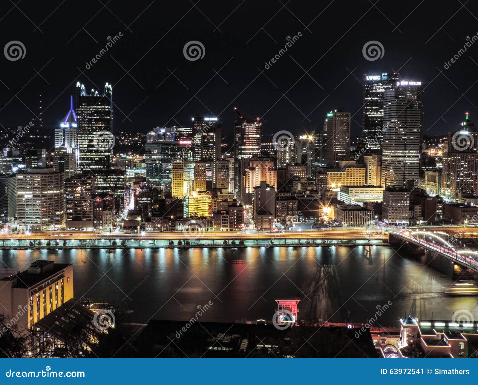 Pittsburgh Skyline at Night Editorial Photo - Image of night, city ...