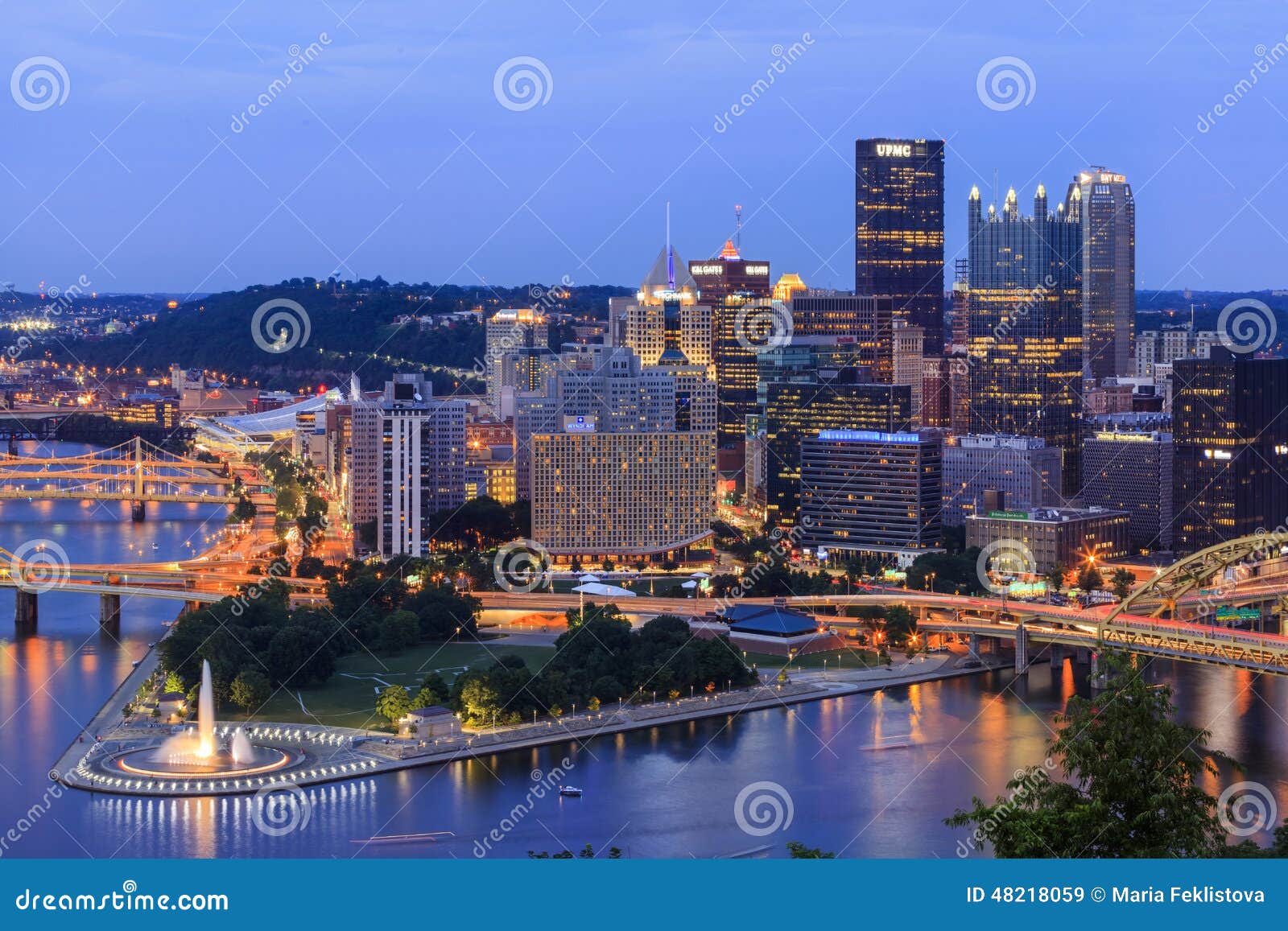 Pittsburgh in Twilight, View To Downtown Editorial Stock Image - Image ...