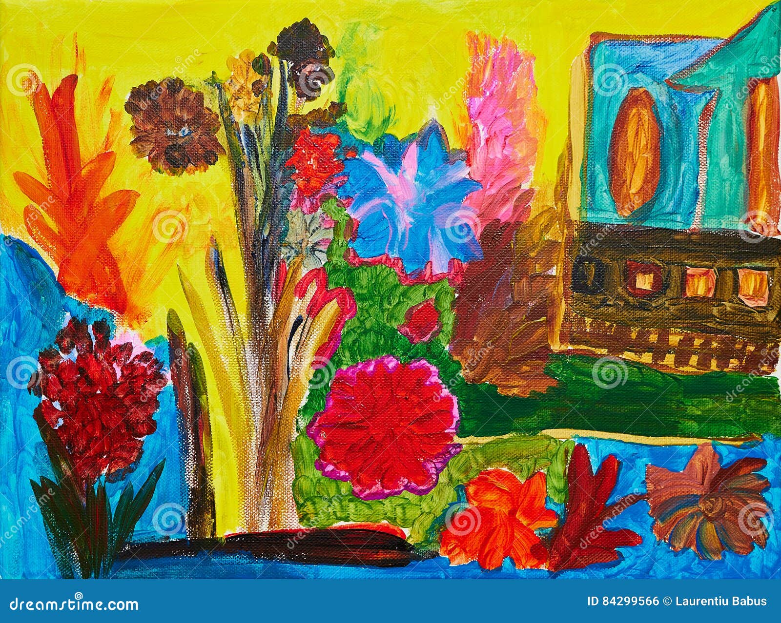 Pittura astratta fotografia stock. Immagine di fiori - 84299566