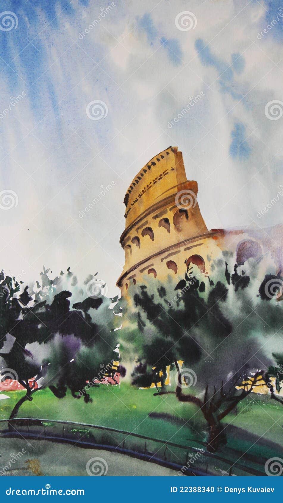 Pittura Dell'acquerello Di Roma Illustrazione di Stock - Illustrazione ...