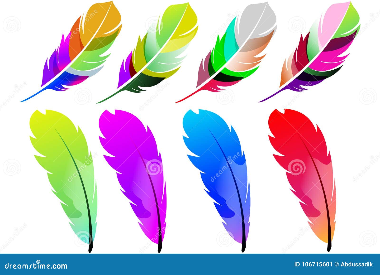 Piume Colorate Immaginazione Illustrazione Vettoriale - Illustrazione ...