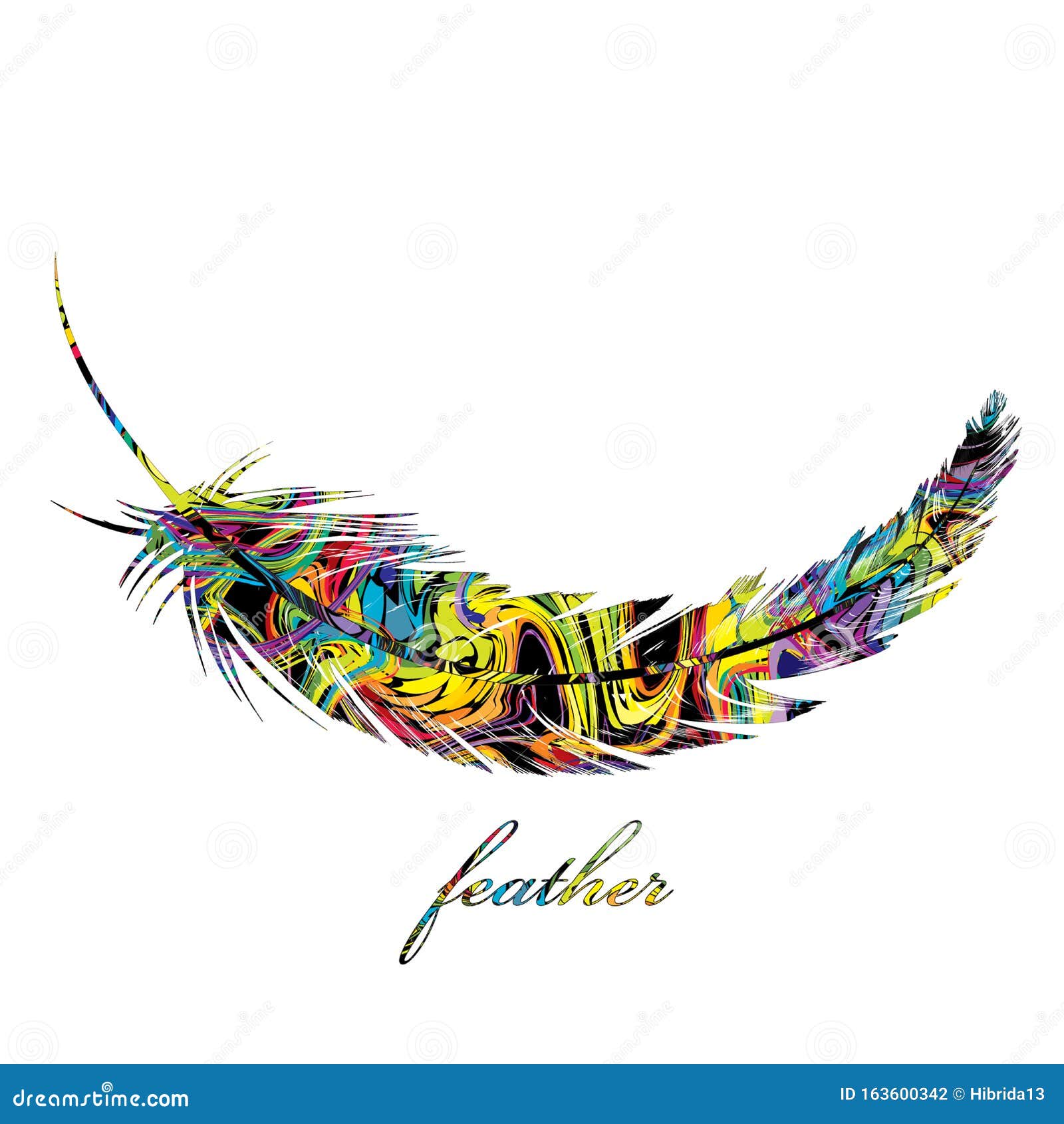 Piume Colorate Su Sfondo Bianco Illustrazione Vettoriale ...