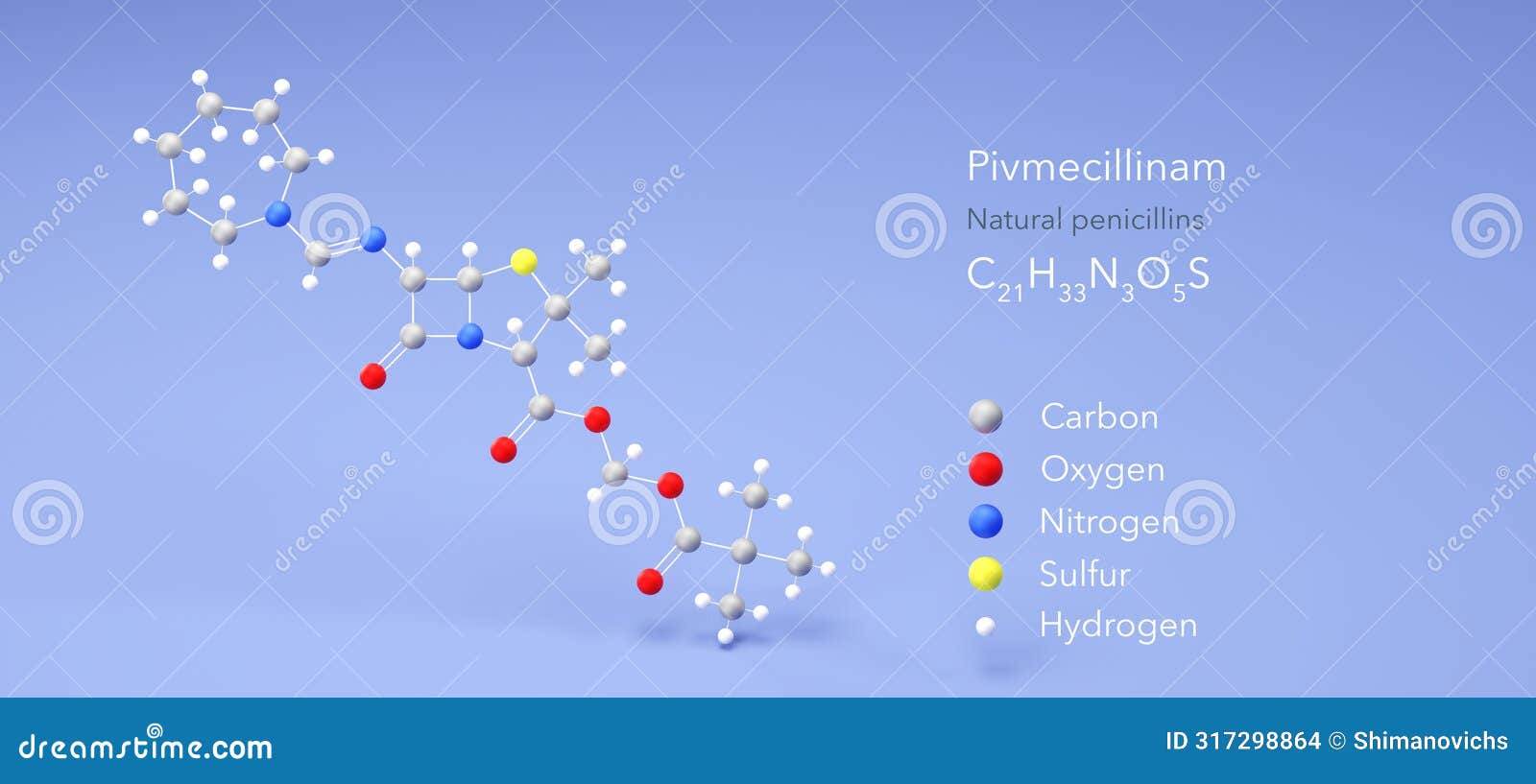 Pivmecillinam Molecule, Molecular Structures, Natural Penicillins, 3d ...