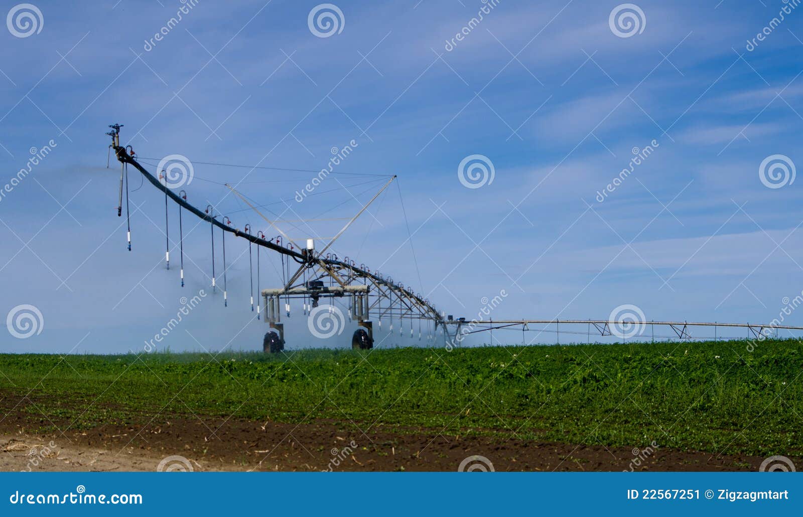 Pivot Irrigation System Operating with Water Stock Image - Image of ...