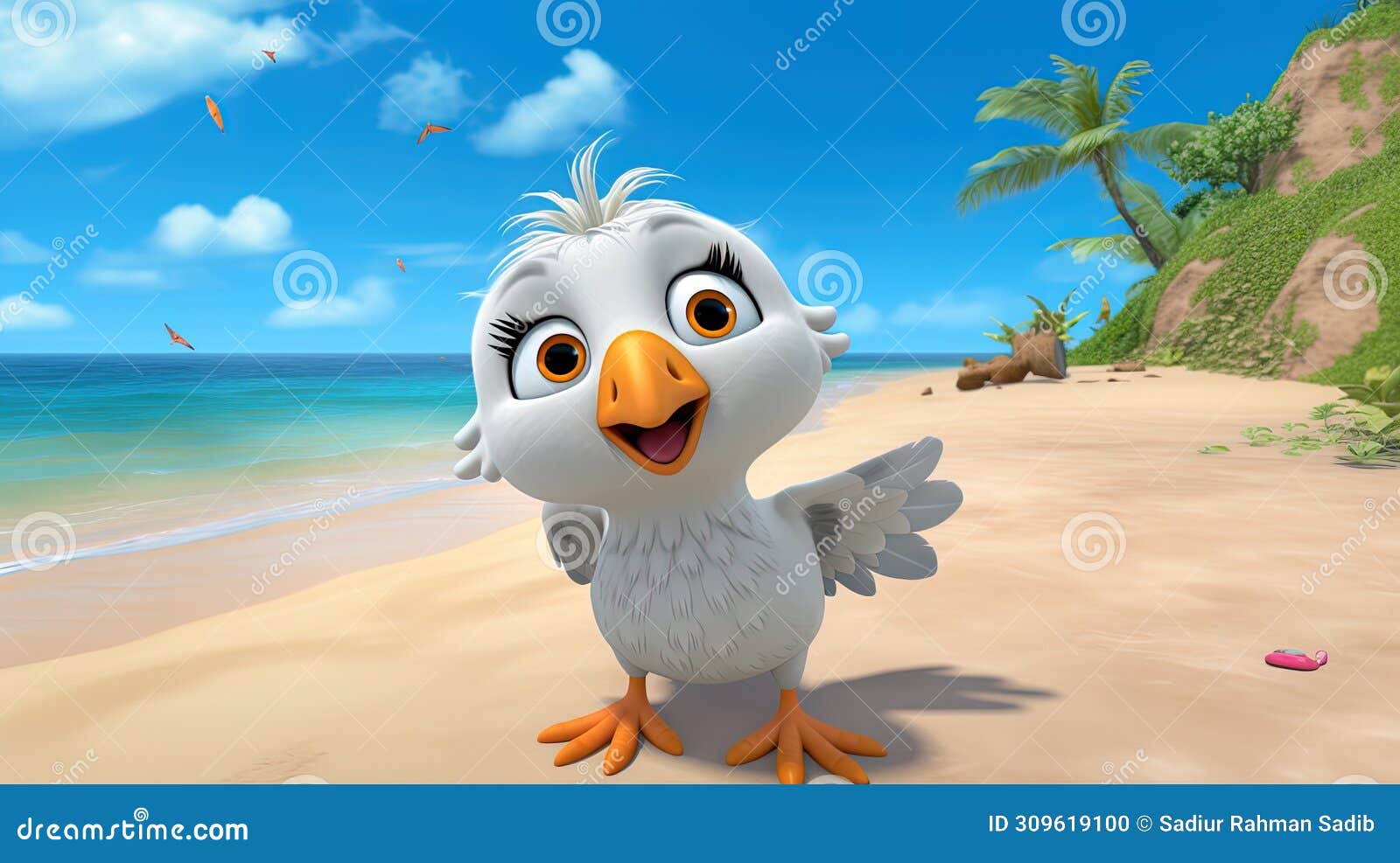 Pixar Illustration of a Cartoon Duck Exploring. Stock Illustration ...