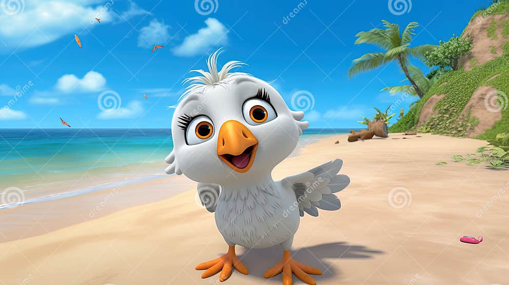 Pixar Illustration of a Cartoon Duck Exploring. Stock Illustration ...