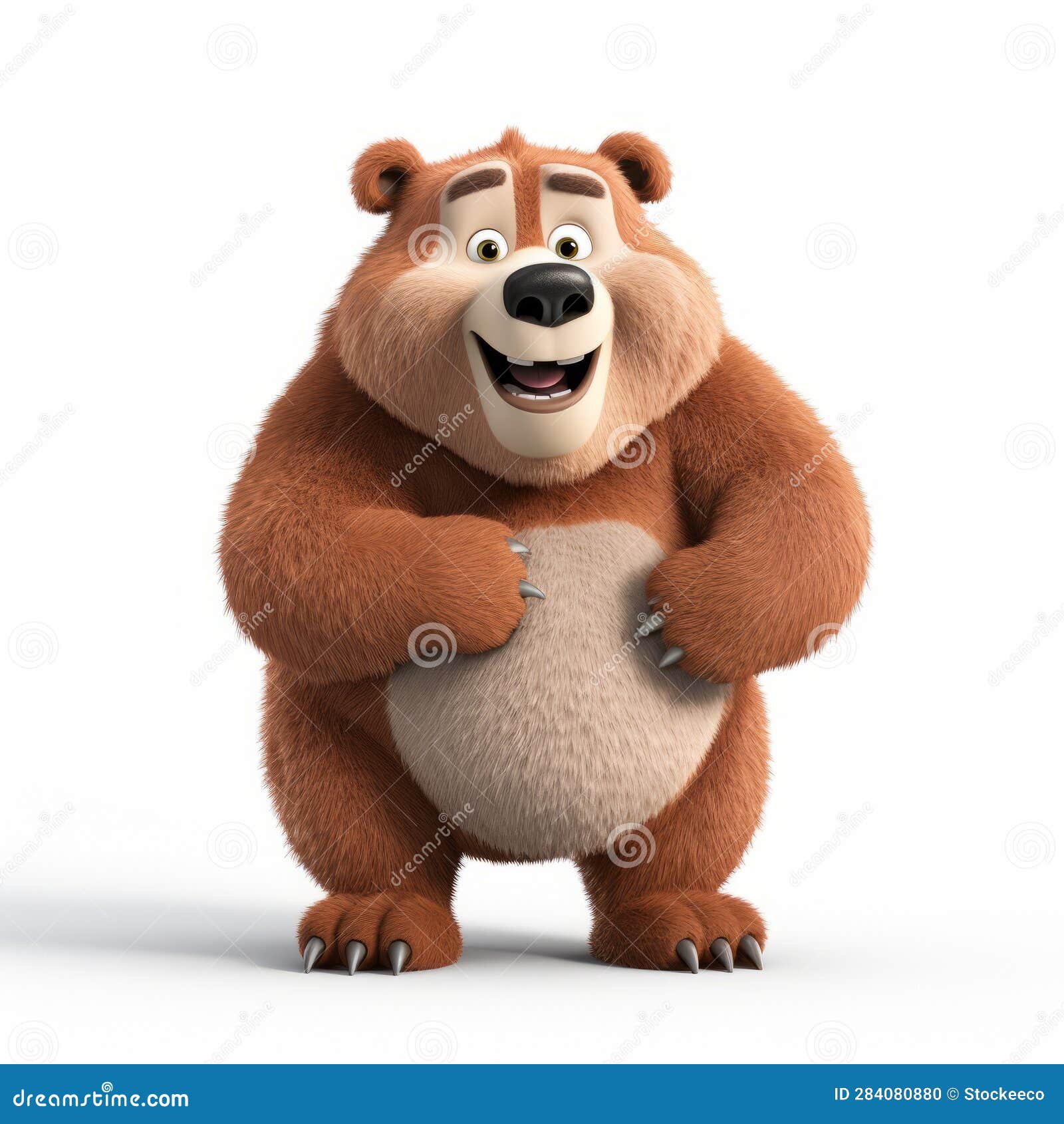 Impressive Disney Bear in Realistic Pixar Style on White Background ...
