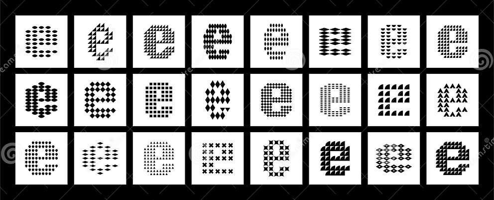 Pixel Abstract Lowercase Letter E Logo Brand Set Stock Vector ...