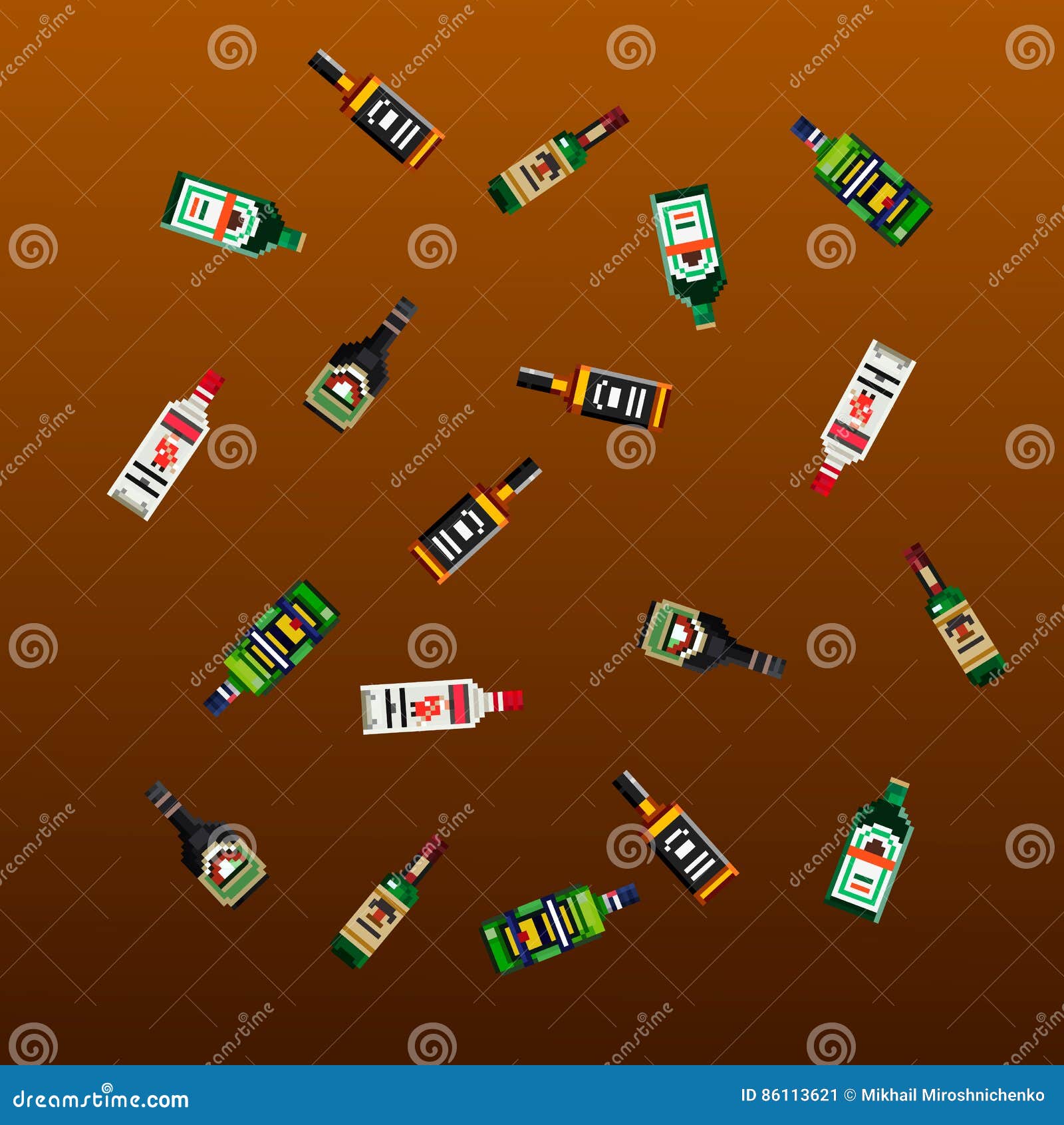 Pixel alcohol pattern stock illustration. Illustration of bottle - 86113621