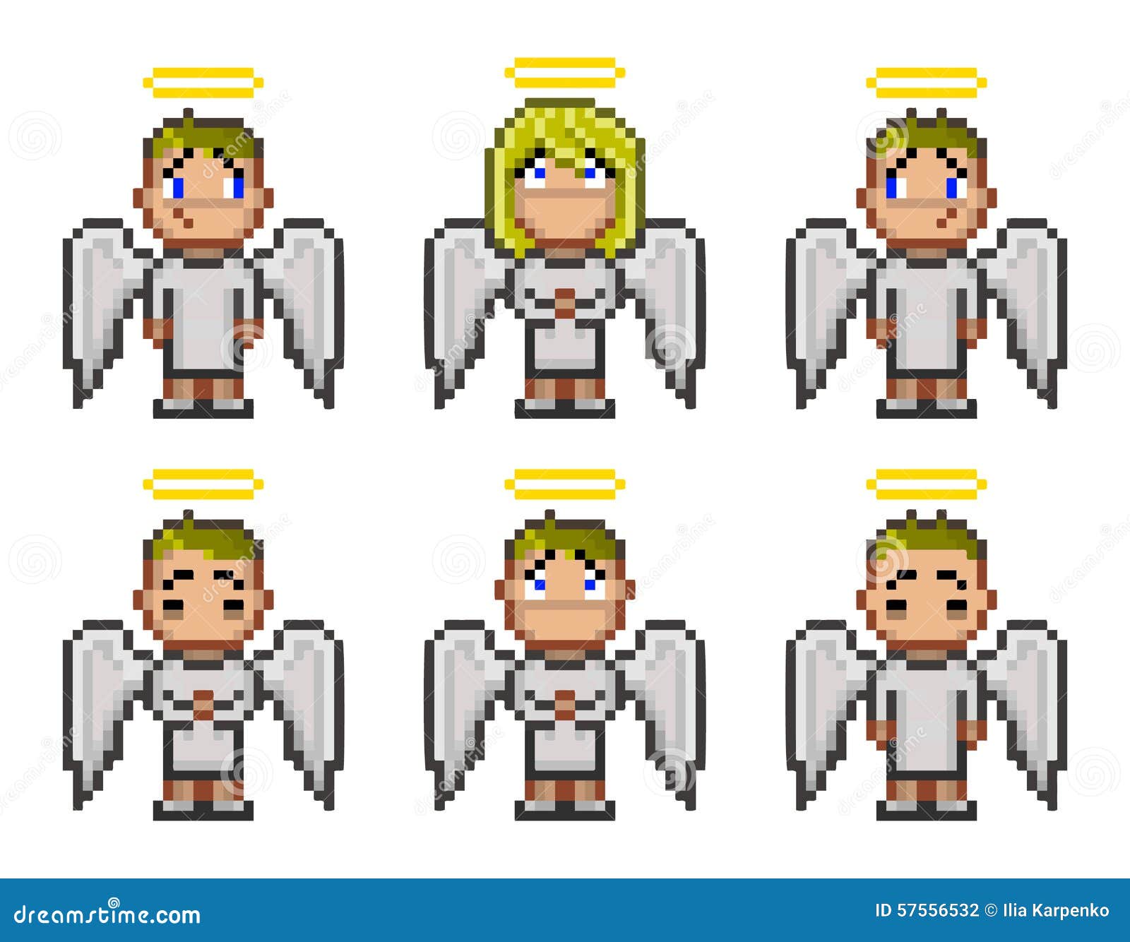 Pixel angels for game stock vector. Illustration of isolated - 57556532