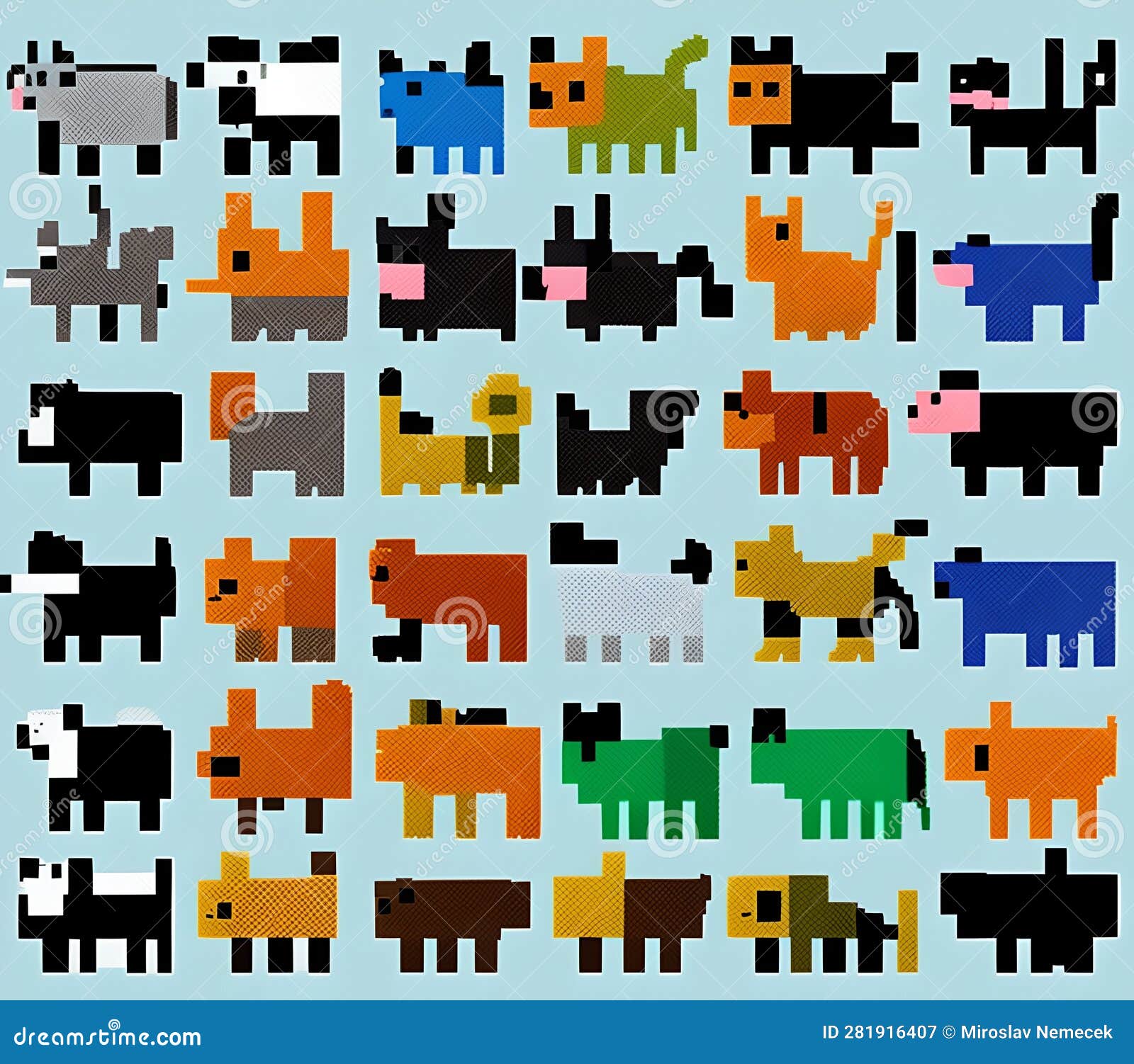 Pixel Art Animals Collection Featuring Cute Squirrel Deer Lion Rabbit ...