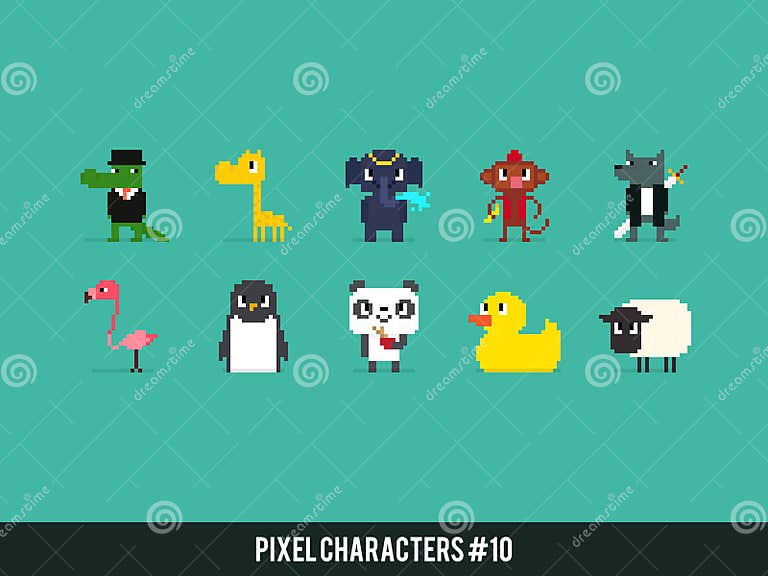 Pixel Animals stock vector. Illustration of background - 69285443