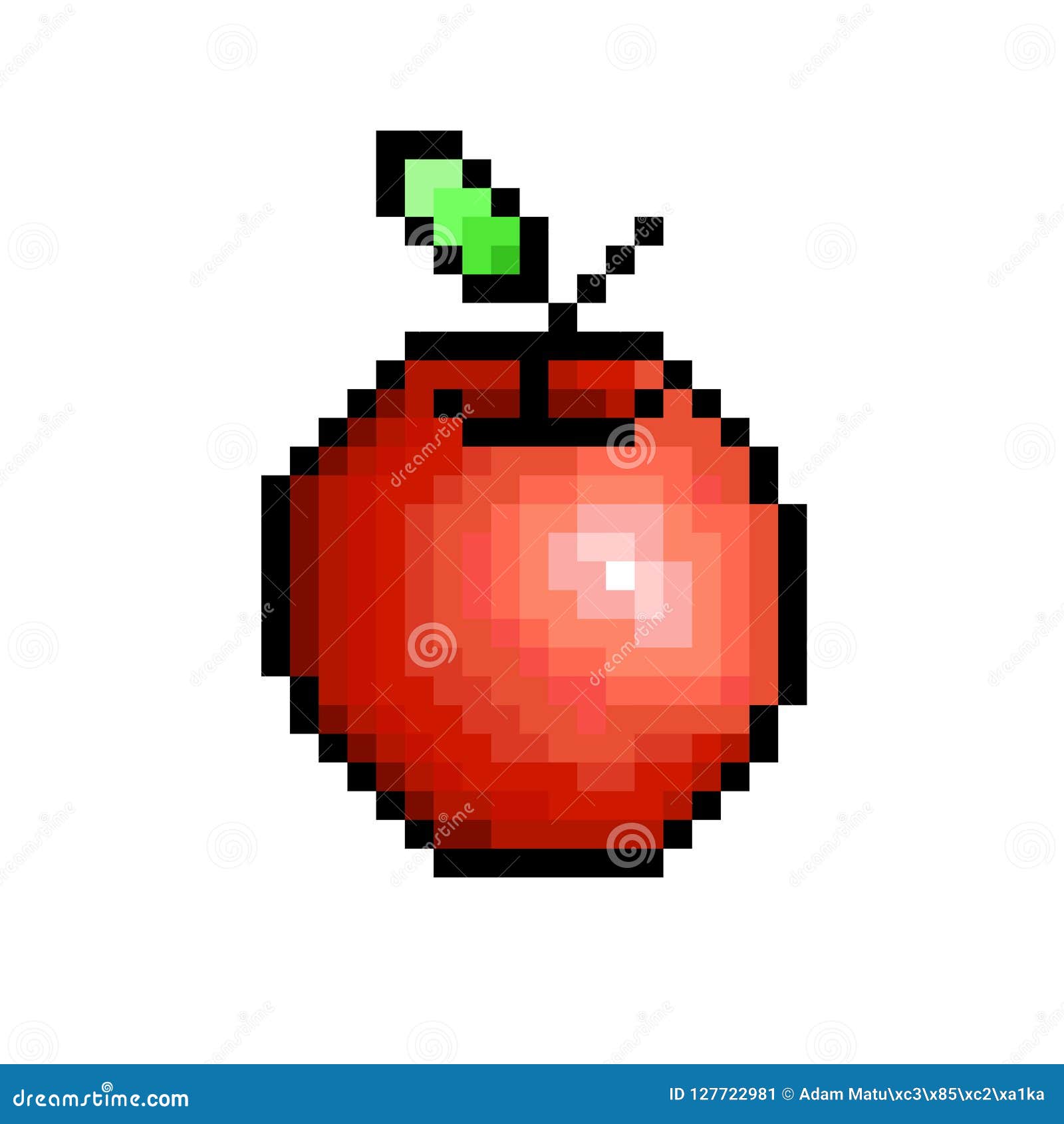 Pixel an apple stock vector. Illustration of icon, style - 127722981