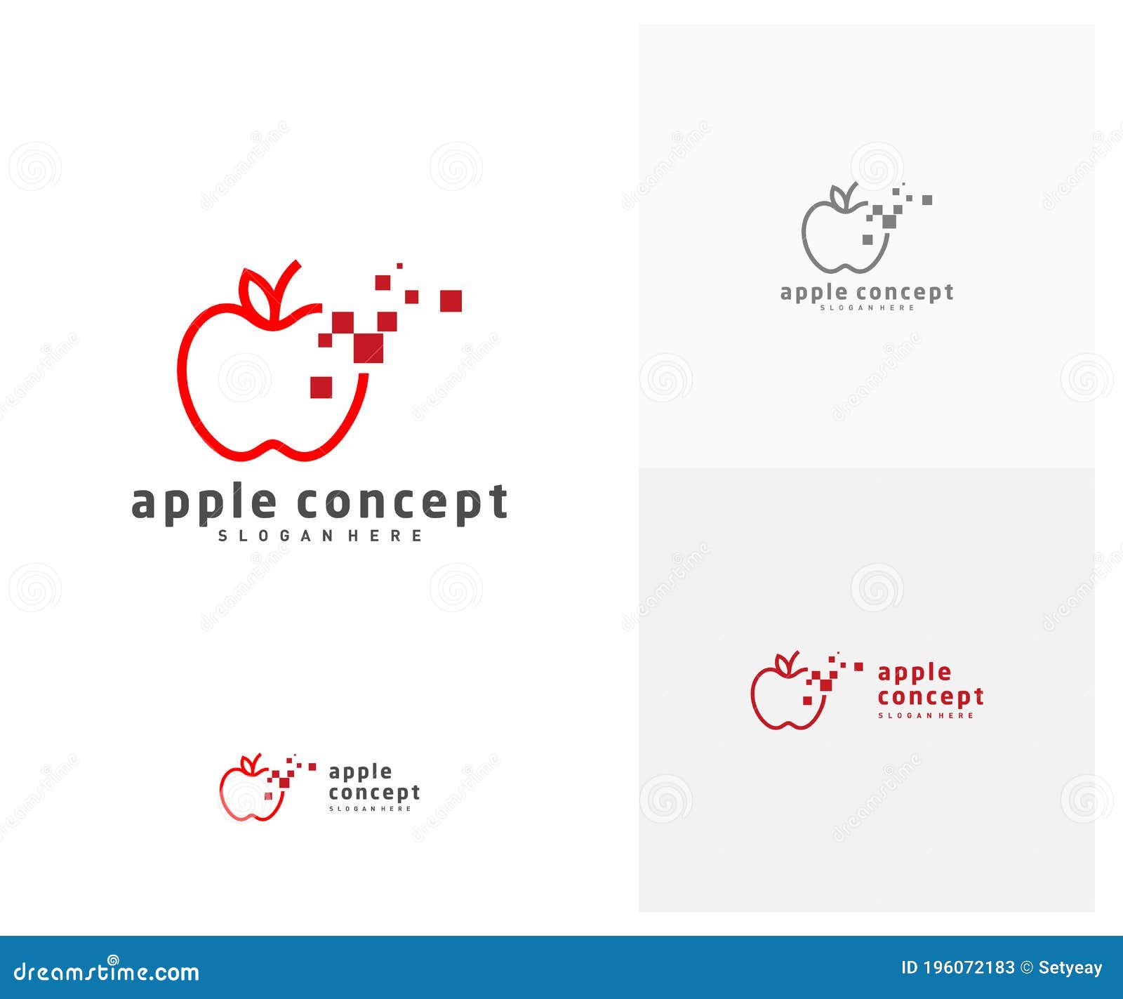Pixel Apple Logo Design Vector Template, Fruits Apple Icon Symbol Stock ...