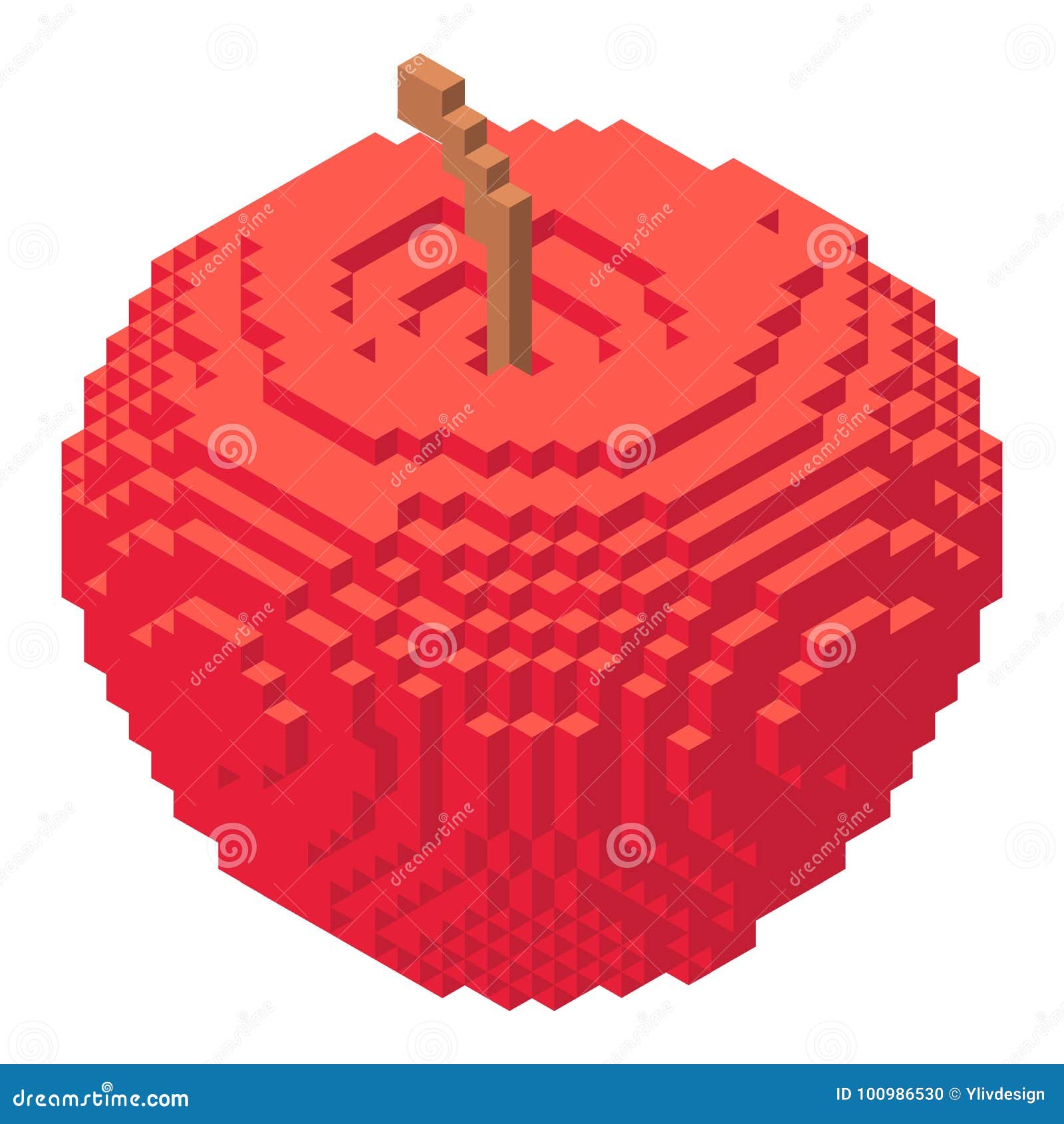 Pixel Apples Icon, Isometric 3d Style Stock Vector - Illustration of ...