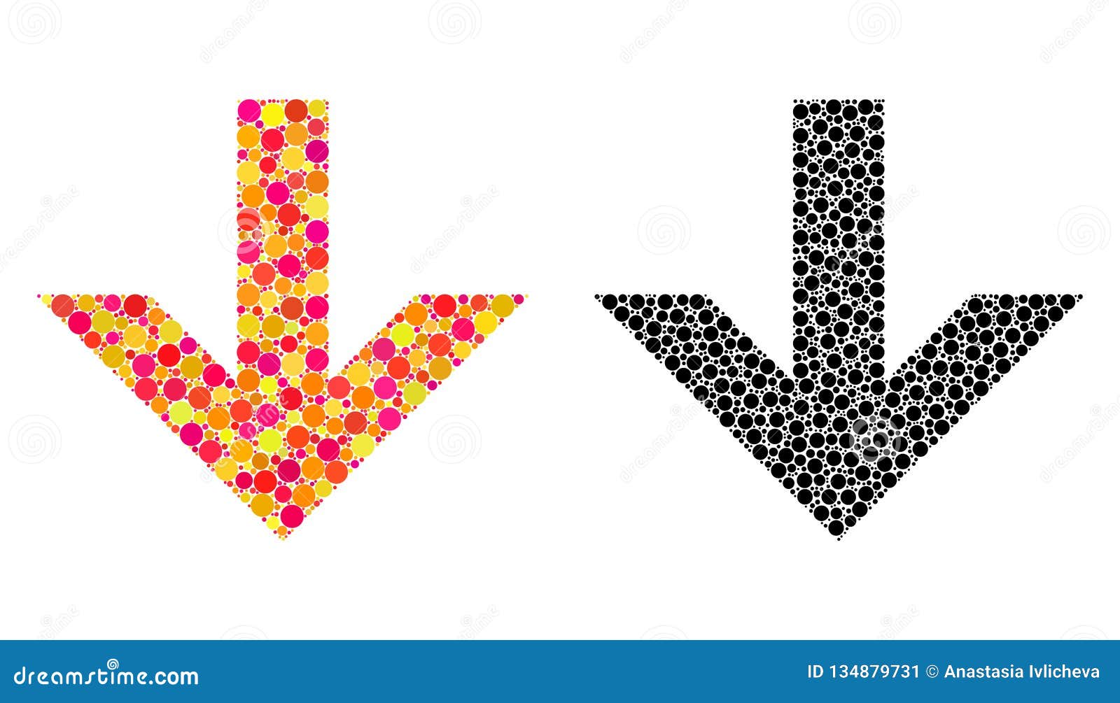 Pixel Arrow Down Mosaic Icons Stock Vector - Illustration of colored ...
