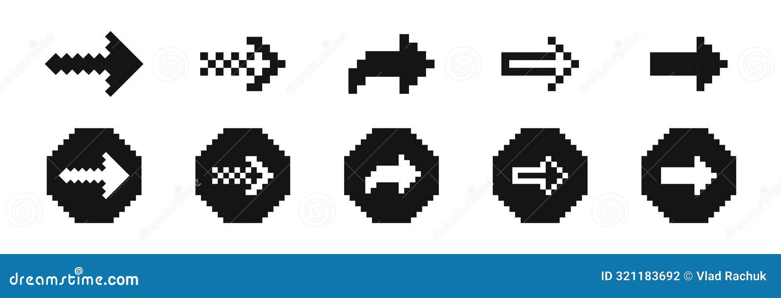 Pixel Arrows. Vector Pixelart Arrows. 8 Bit Pixel Arrows Vector ...
