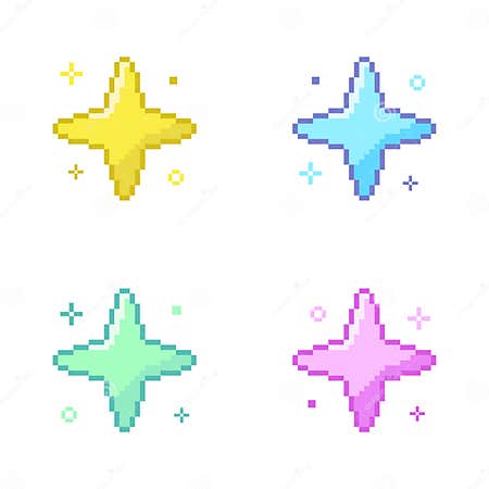 Pixel Art Adorable Sparkling Star, Stock Illustration - Illustration of ...