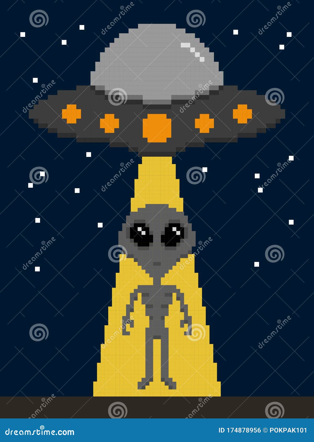 Pixel Art Alien Vector Illustration | CartoonDealer.com #174878956