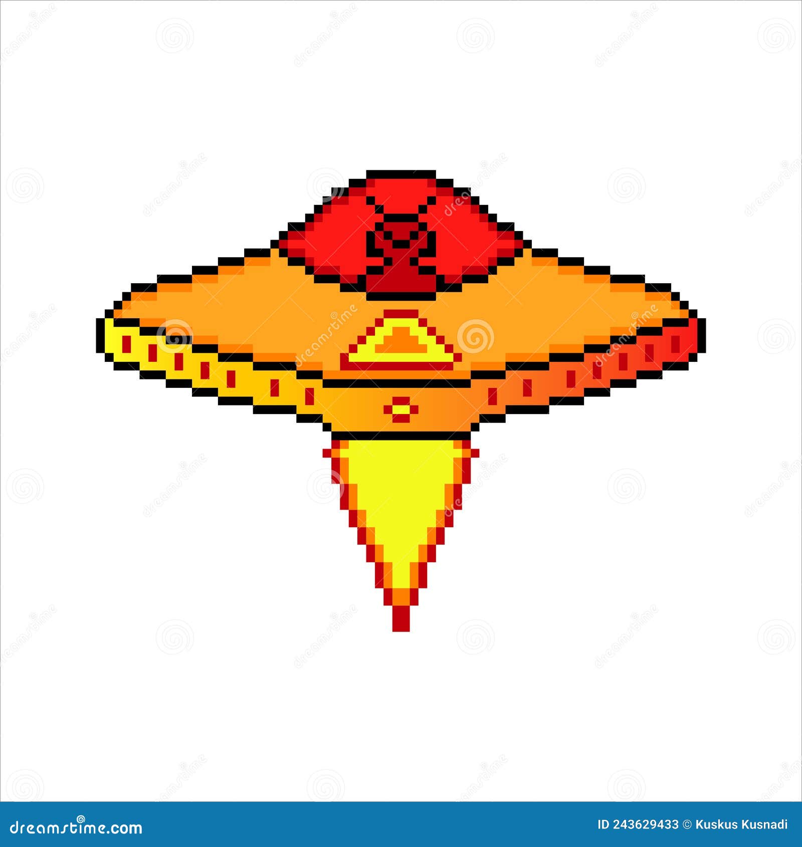 Pixel art alien spaceship. stock illustration. Illustration of metal ...