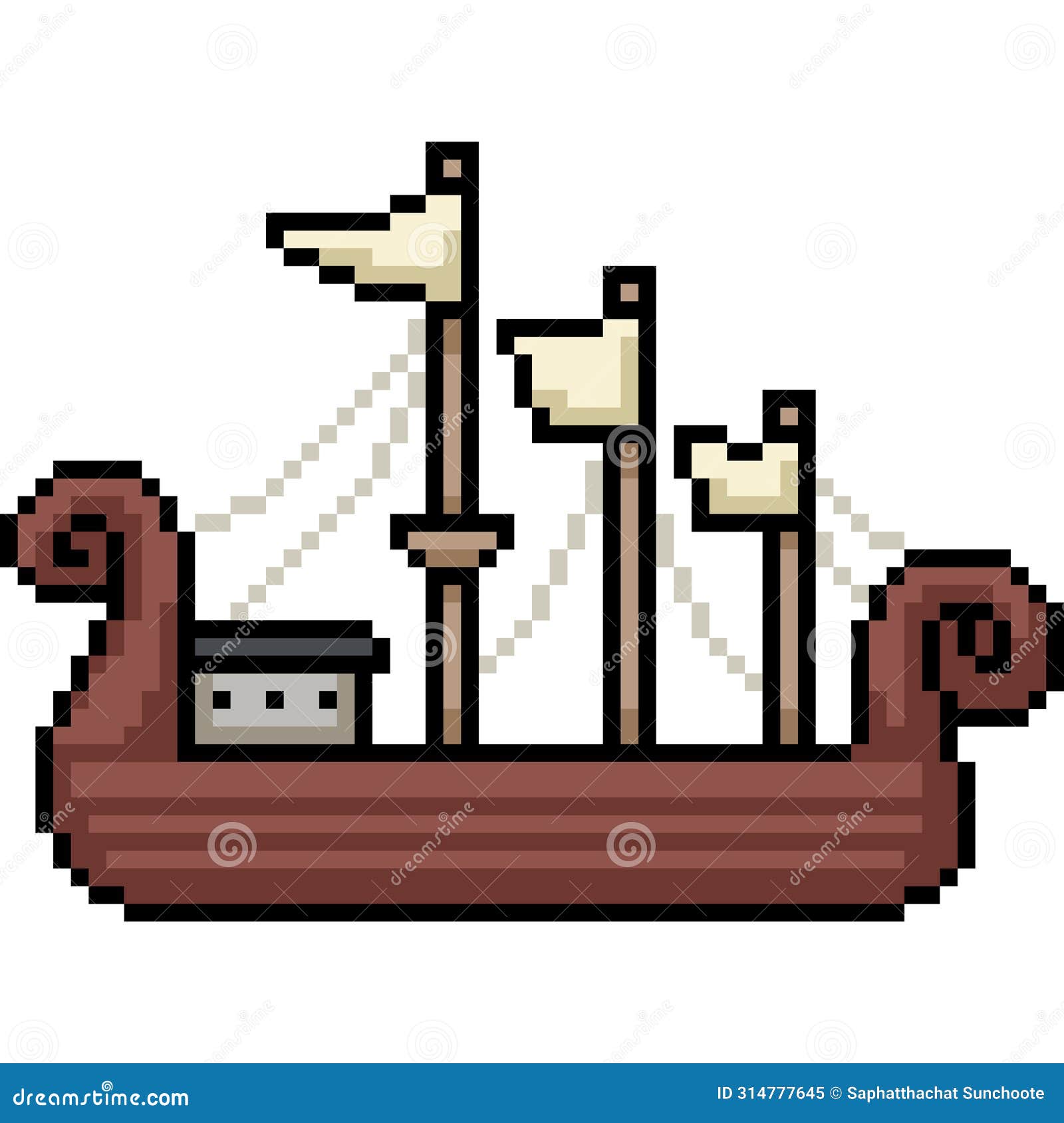 Pixel Art of Ancient Ship Side Stock Vector - Illustration of pixel ...