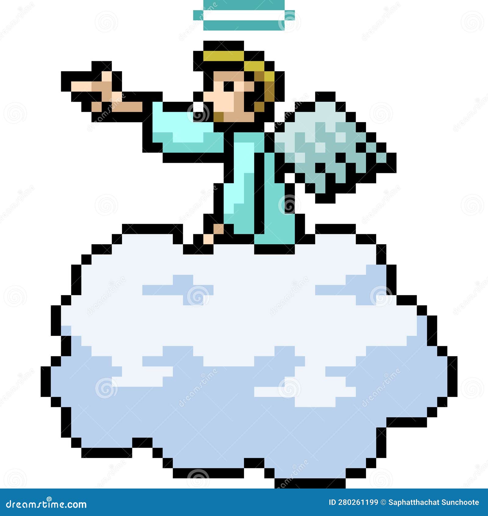 Pixel art angel ride cloud stock vector. Illustration of cloud - 280261199