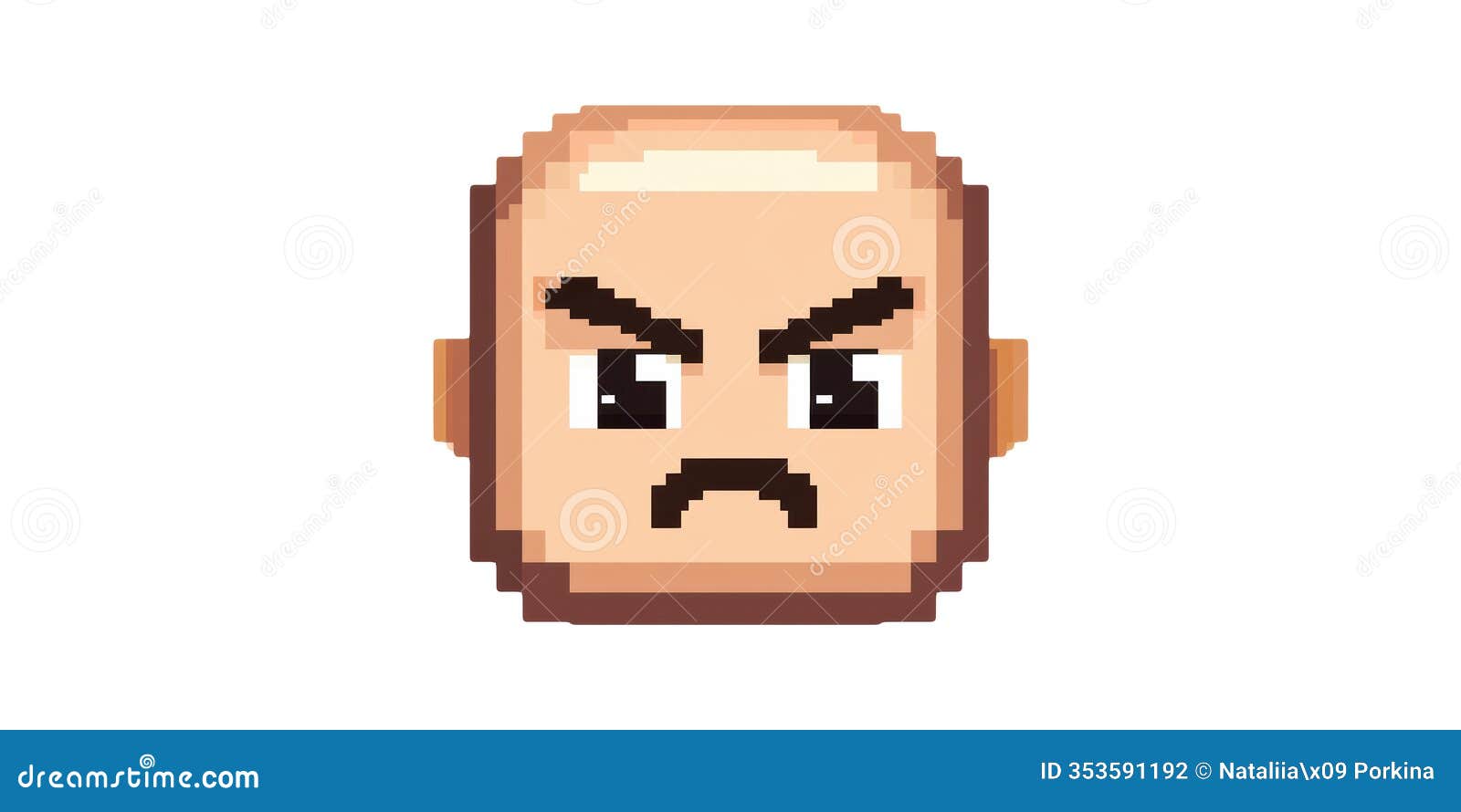 Pixel Art Angry Bald Character Face Isolated On Transparent Background ...