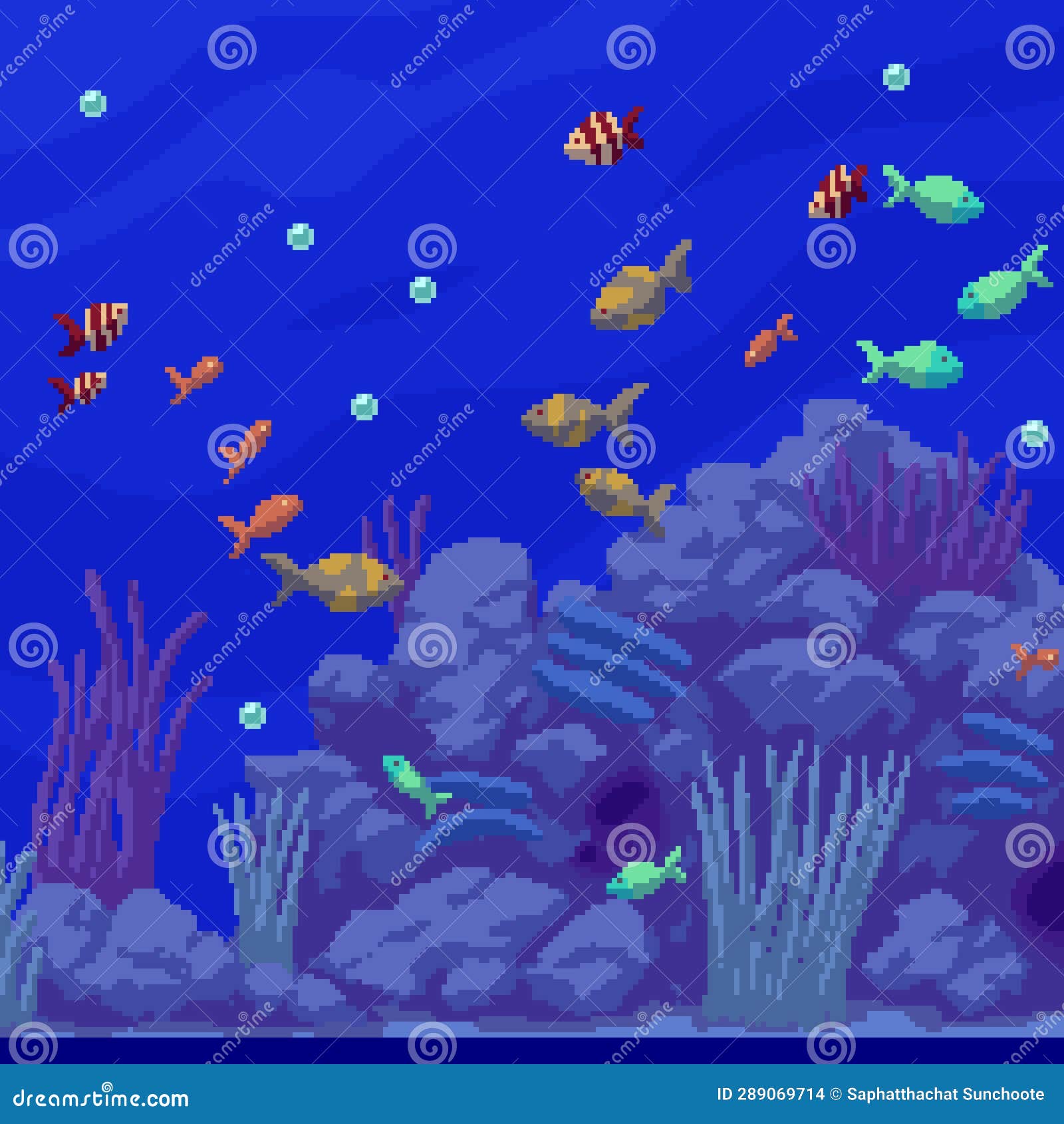 Pixel Art Aquarium De Poisson Sous L'eau Illustration de Vecteur - Illustration du algue, animal ...