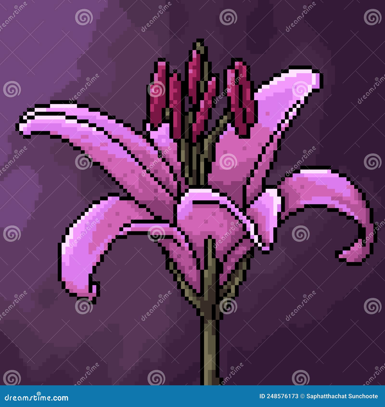 Pixel Art Artistic Blooming Flower Ixora Cartoon Vector | CartoonDealer ...
