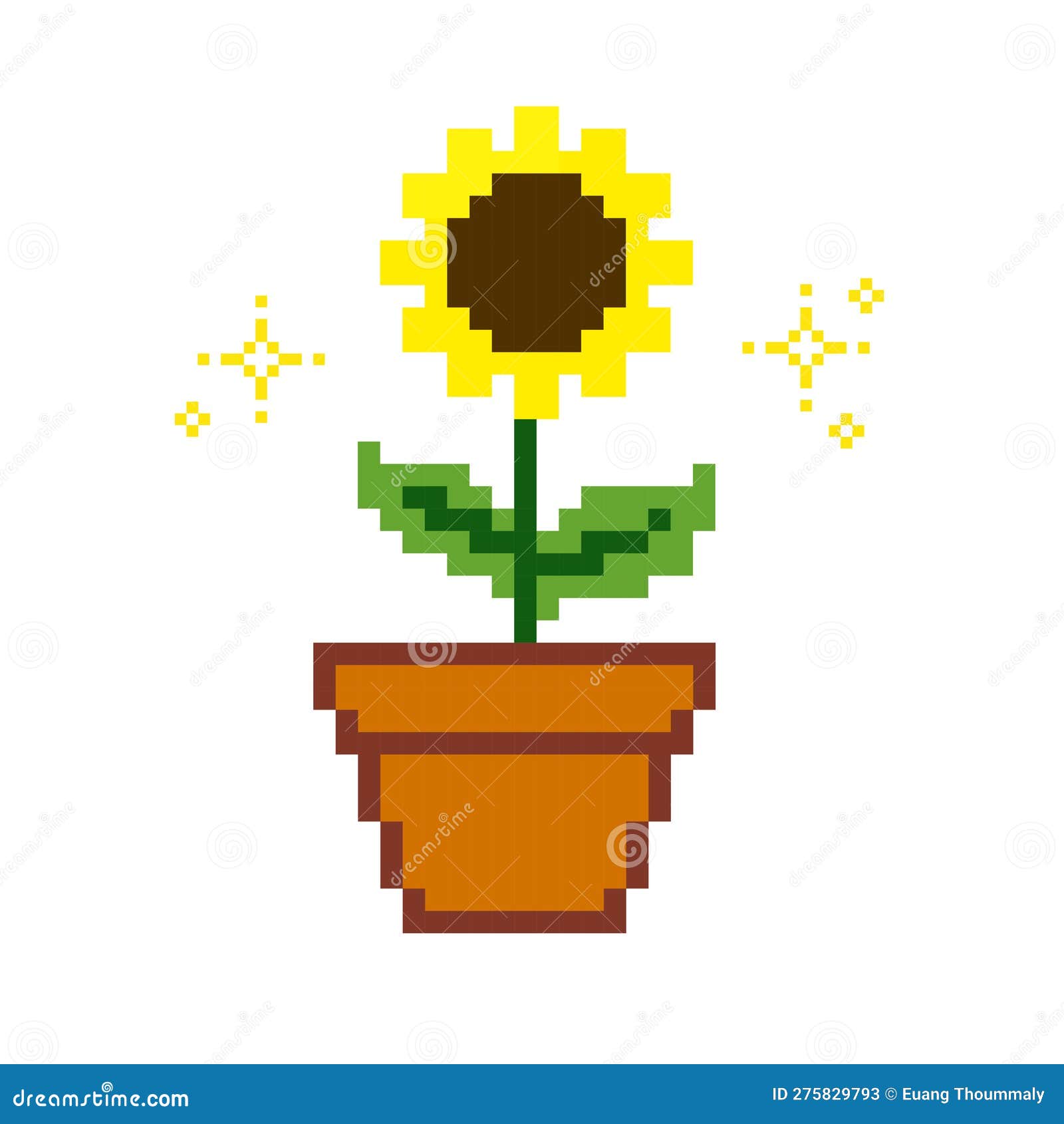 Pixel Art Artistic Blooming Sunflower in the Pot Stock Vector - Illustration of floral, bright ...