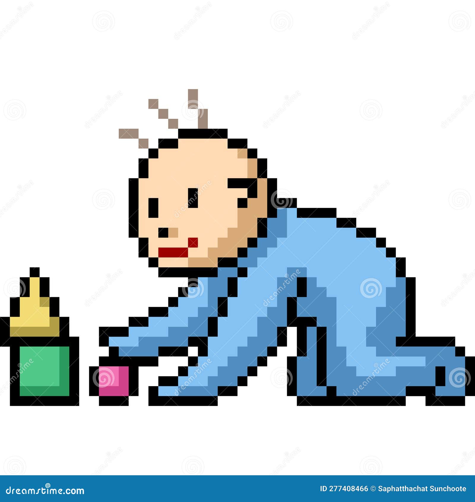 Pixel Art Man Crawl Explorer Cartoon Vector | CartoonDealer.com #270572595