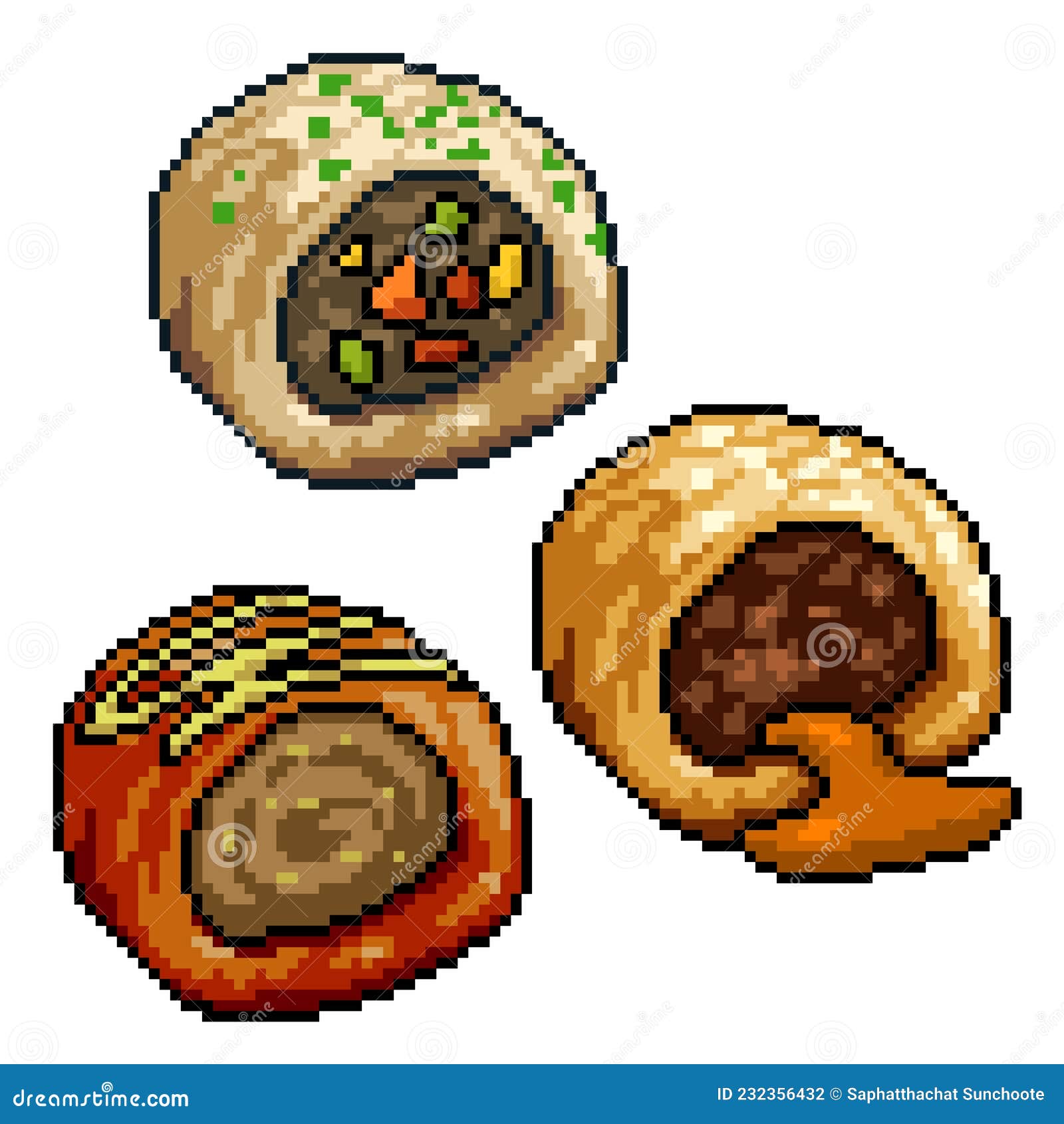 Pixel Art Bakery Bread Snack Stock Vector - Illustration of breakfast ...